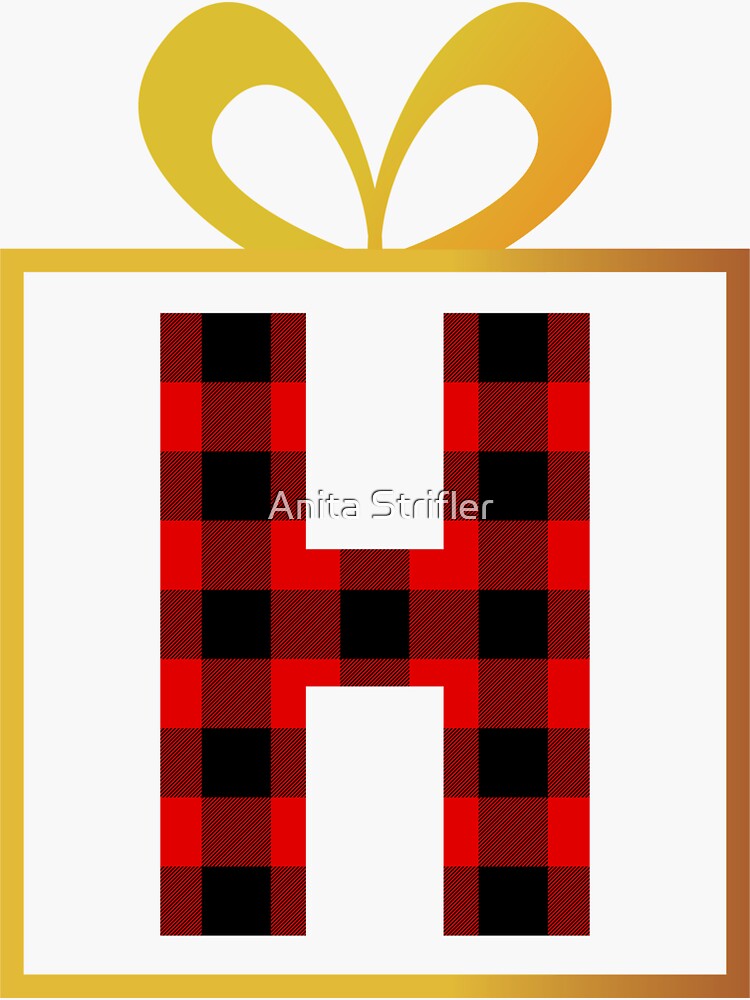 "Christmas Buffalo Plaid Letter H" Sticker for Sale by anitastrifler ...