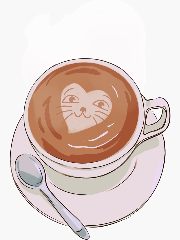 "Cat latte" Sticker for Sale by MiniKila | Redbubble