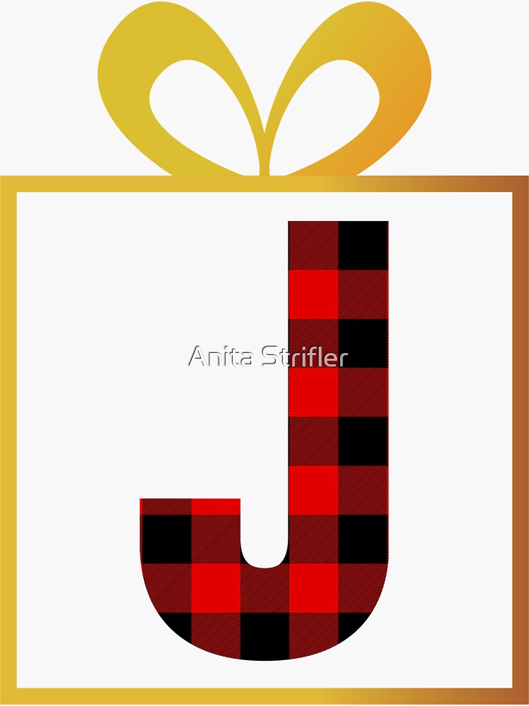 "Christmas Buffalo Plaid Letter J" Sticker for Sale by Anita Strifler ...