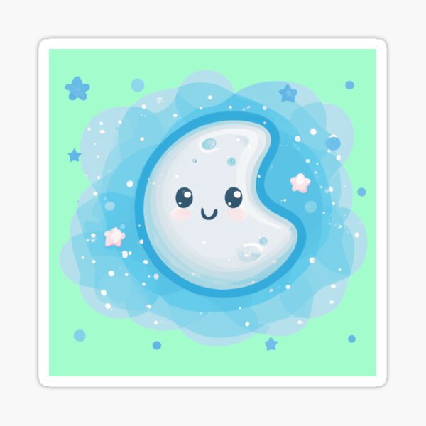 "Kawaii Blue Moon" Sticker for Sale by Milovani | Redbubble
