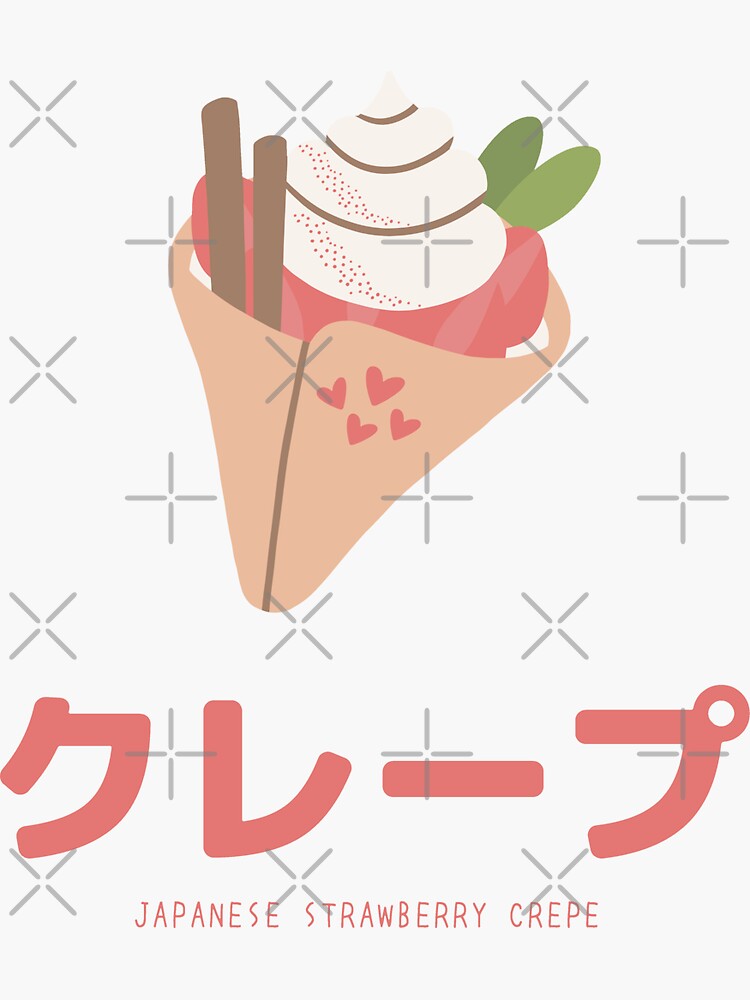 "Japanese Strawberry Crepe " Sticker for Sale by Hyompora | Redbubble