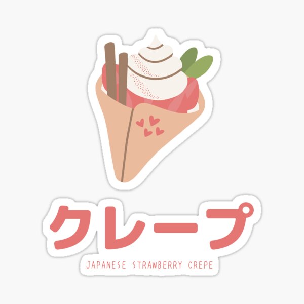 "Japanese Strawberry Crepe " Sticker for Sale by Hyompora | Redbubble
