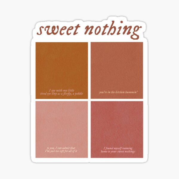 "sweet nothing lyric color palette / graphic design" Sticker for Sale ...