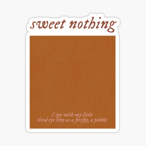 "sweet nothing lyric color palette / graphic design" Sticker for Sale ...