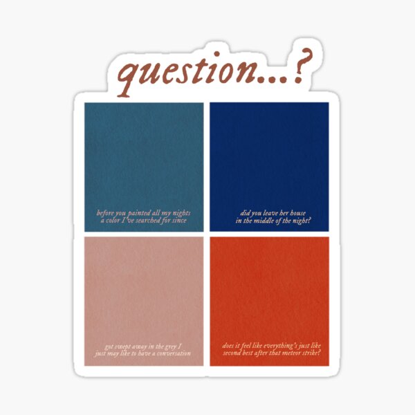 "question...? lyric color palette / graphic design" Sticker for Sale by ...