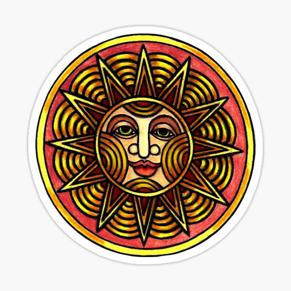 "RADIANT SUN FACE" Sticker by arthistorymajor | Redbubble