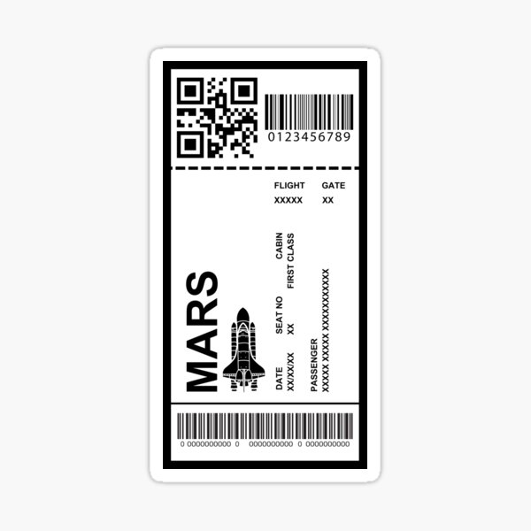 "Boarding Pass, Plane Ticket, Space Ship Ticket, Mars" Sticker for Sale ...