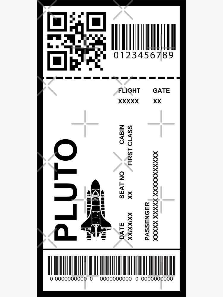 "Boarding Pass, Plane Ticket, Space Ship Ticket, Pluto" Sticker for Sale by anghelapparel ...