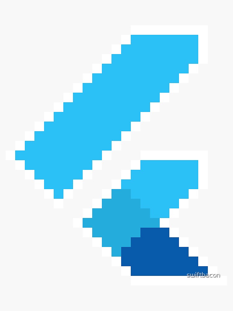 "Flutter logo but in pixels" Sticker for Sale by swiftbacon | Redbubble