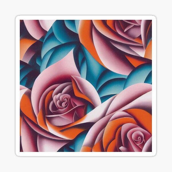 "Art Deco Pink Rose Pattern" Sticker for Sale by DesArtStudio | Redbubble