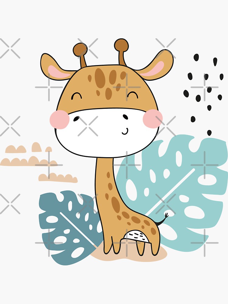 "Cute Laptop Sticker Giraffe" Sticker for Sale by ChrisPrintables ...