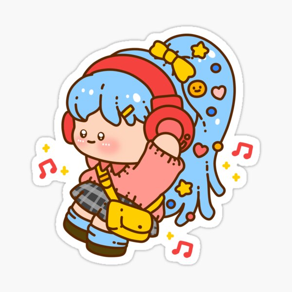 "Cute Music Lover Chibi Character" Sticker for Sale by satchisatchi ...