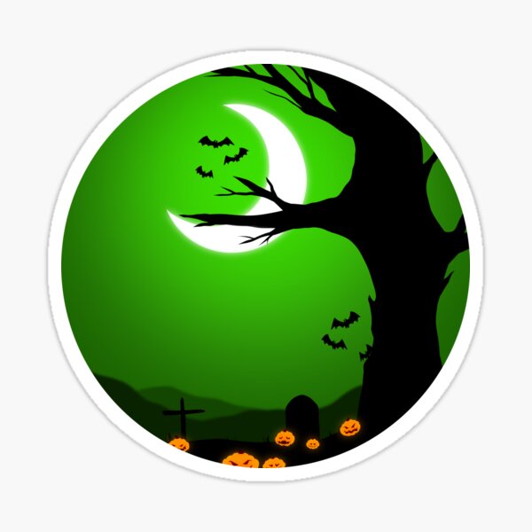 "Green graveyard halloween" Sticker for Sale by Psyche-Hyena | Redbubble