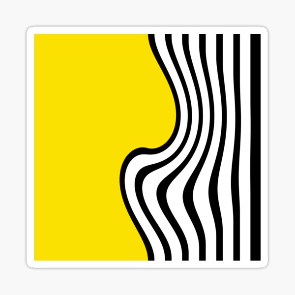 "Yellow Swirl Black and White Stipe Aesthetic Abstract Art" Sticker for ...