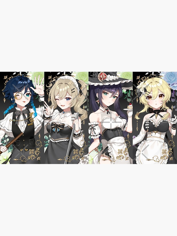 "Maid Venti, Barbara, Mona and Lumine Genshin Impact" Poster for Sale ...