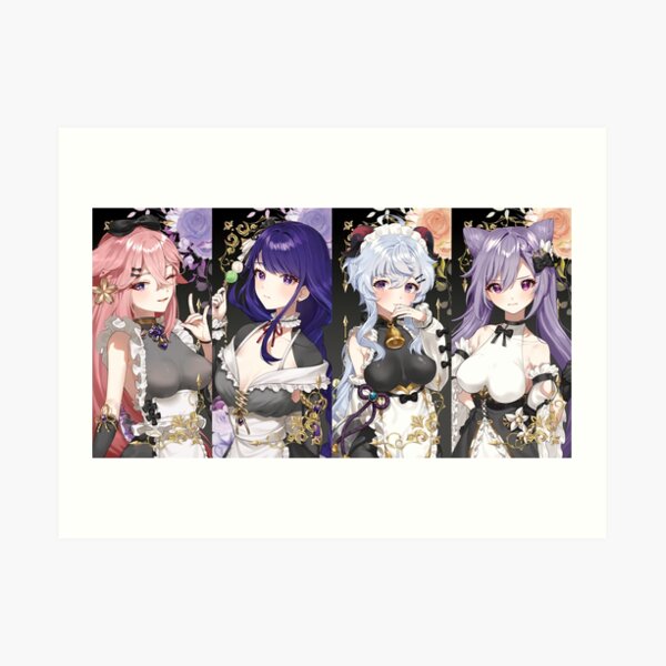 Maid Yae Miko Riaden Ganyu And Keqing Genshin Impact Art Print For Sale By Genshinwaifus