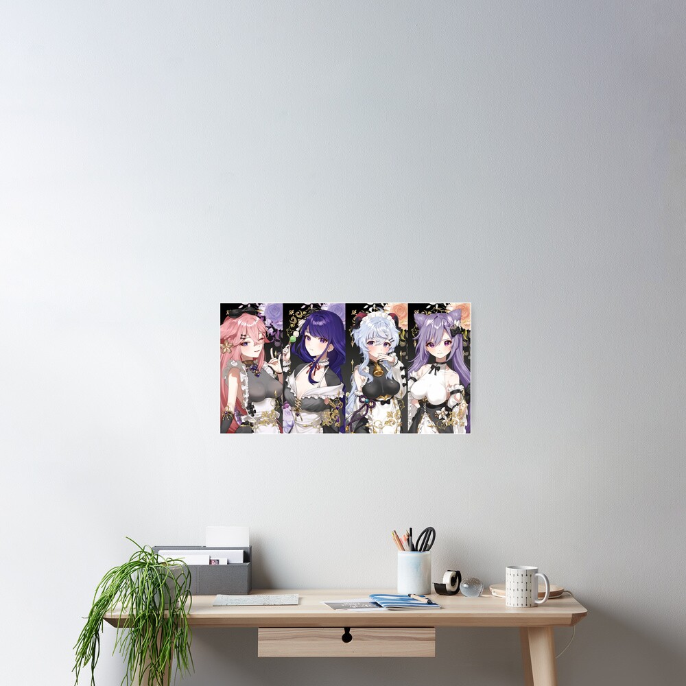 "Maid Yae Miko, Riaden, Ganyu and Keqing Genshin Impact" Poster for ...
