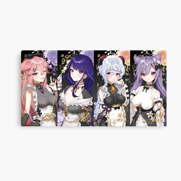 "Maid Yae Miko, Riaden, Ganyu and Keqing Genshin Impact" Canvas Print for Sale by genshinwaifus ...