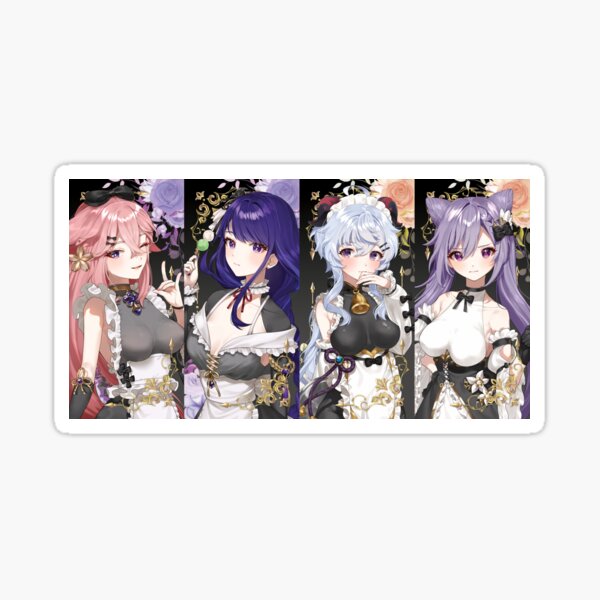 Pegatina «Maid Yae Miko, Riaden, Ganyu y Keqing Genshin Impact» de genshinwaifus | Redbubble