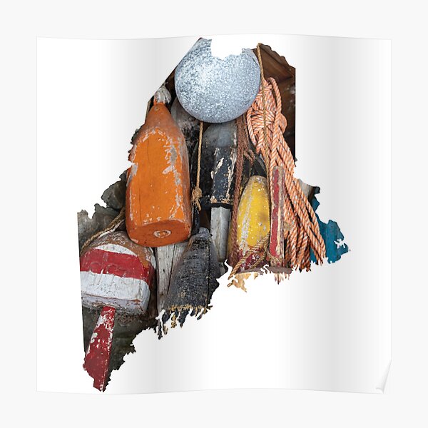 "Maine Lobster Buoys" Poster for Sale by BeaSchoney | Redbubble