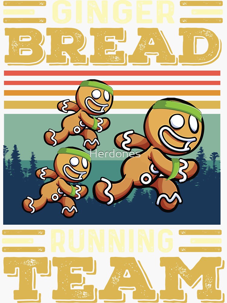 "Gingerbread Running Team" Sticker for Sale by Herdones | Redbubble