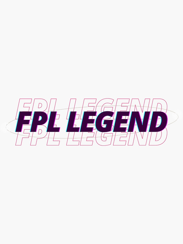 "FPL Legend purple 3D text white background fpl manager design" Sticker ...