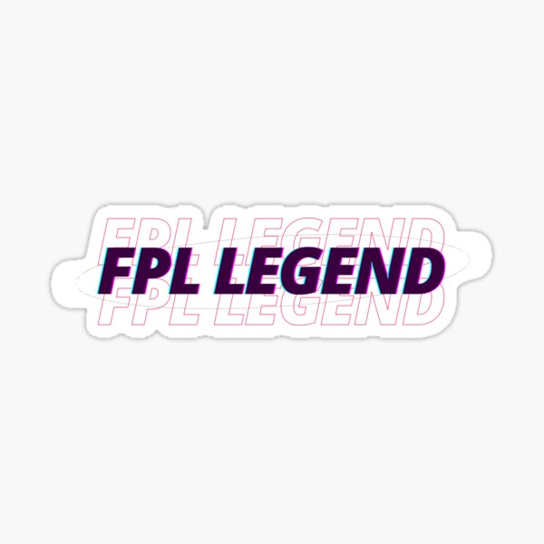 "FPL Legend purple 3D text white background fpl manager design" Sticker ...