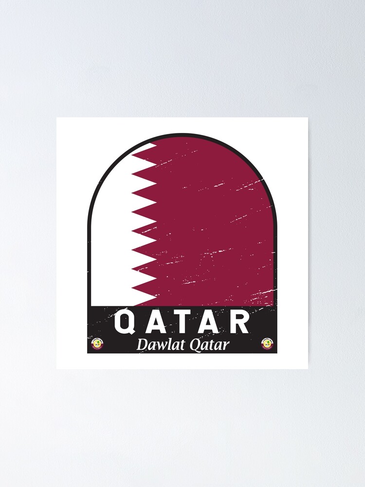 "Qatar Flag Emblem Distressed Vintage" Poster for Sale by ...