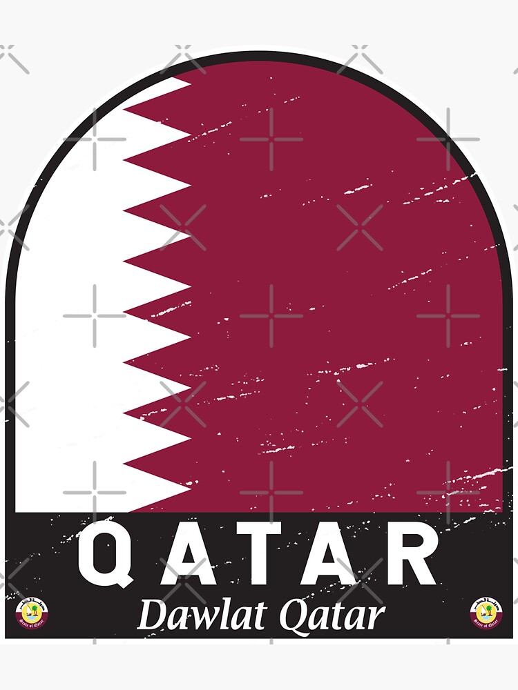 "Qatar Flag Emblem Distressed Vintage" Sticker for Sale by ...