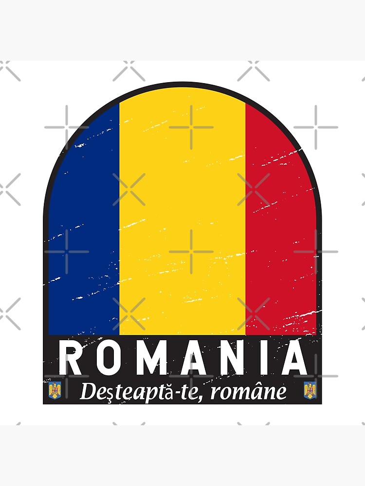 "Romania Flag Emblem Distressed Vintage" Poster for Sale by ...
