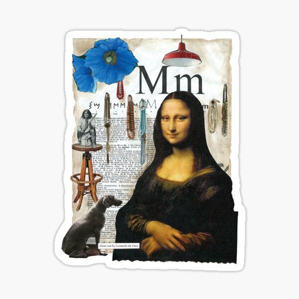 Pegatina «Mona Lisa Leonardo da Vinci Diccionario Collage Parodia para ...