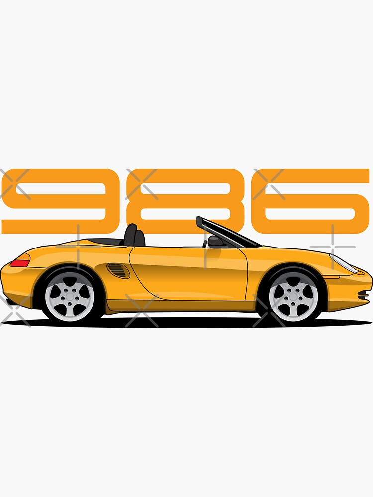"Porsche 986 Boxster classic illustration Yellow" Sticker for Sale by ...