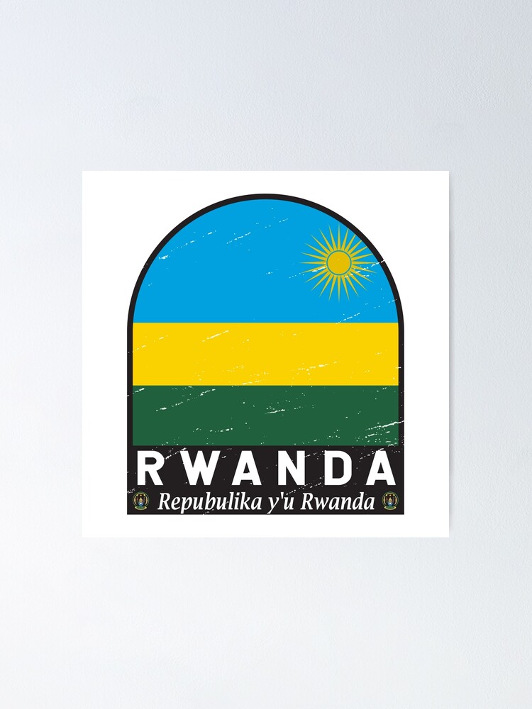"Rwanda Flag Emblem Distressed Vintage" Poster for Sale by ...