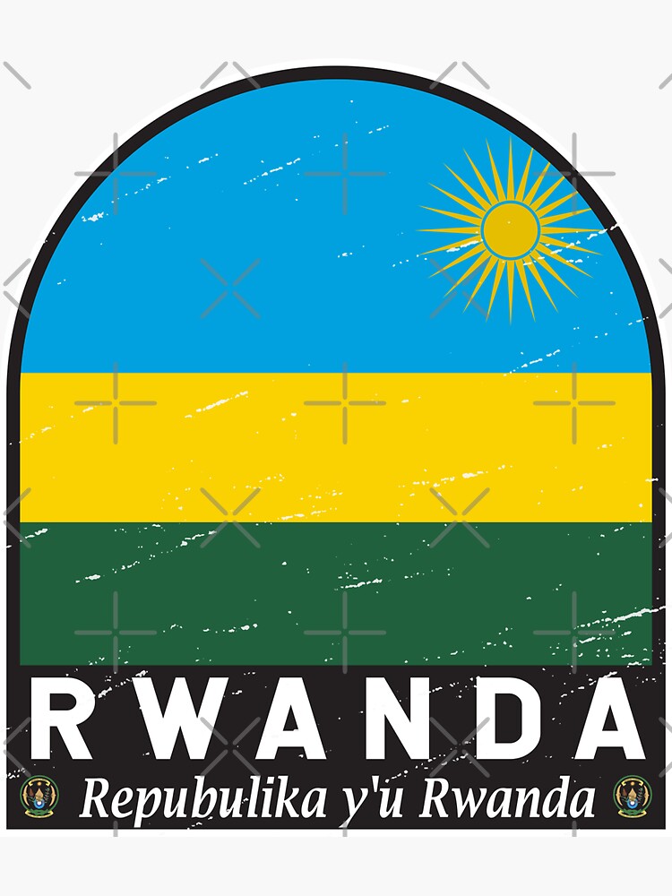 "Rwanda Flag Emblem Distressed Vintage" Sticker for Sale by ...