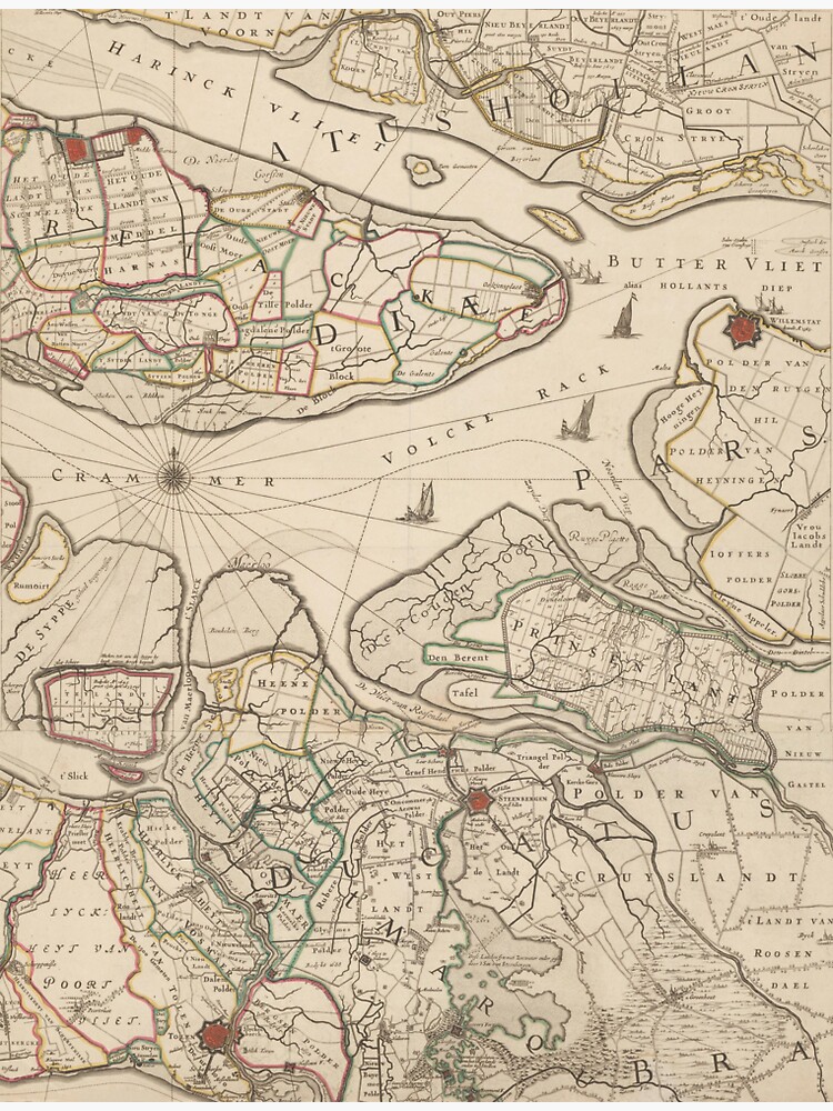 Pegatina «Mapa antiguo de puerto fluvial» de margotana | Redbubble