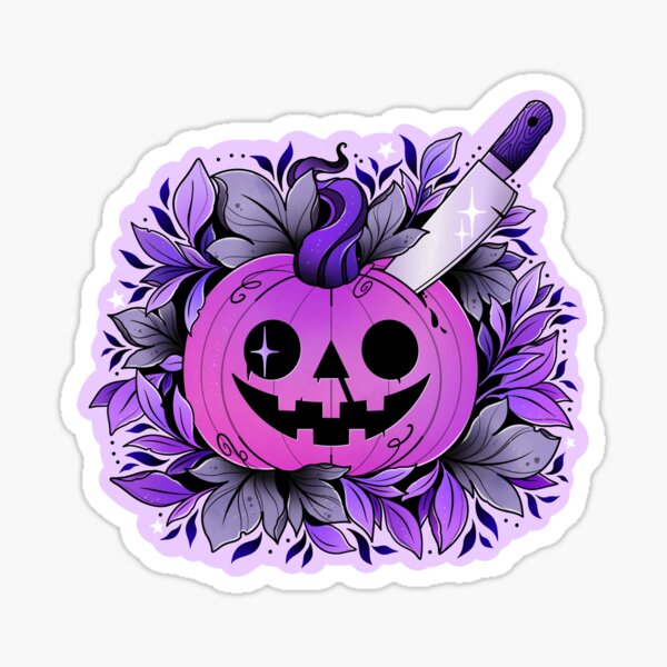 "Pink pumpkin carving " Sticker for Sale by Texdoodles | Redbubble