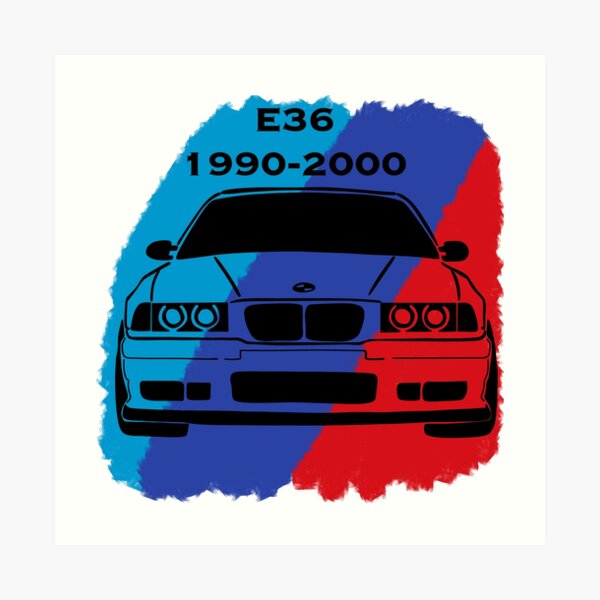 "AESTHETIC LOGO OF A CLASSIC CAR BLUE SKY BLUE RED E36 SAYS E36 1990 ...
