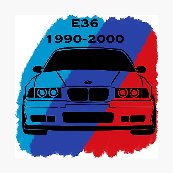 "AESTHETIC LOGO OF A CLASSIC CAR BLUE SKY BLUE RED E36 SAYS E36 1990 ...