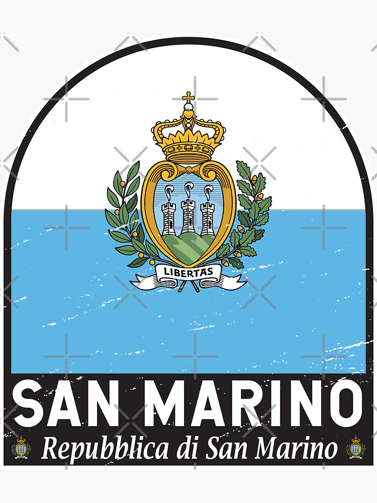 "San Marino Flag Emblem Distressed Vintage" Sticker for Sale by ...