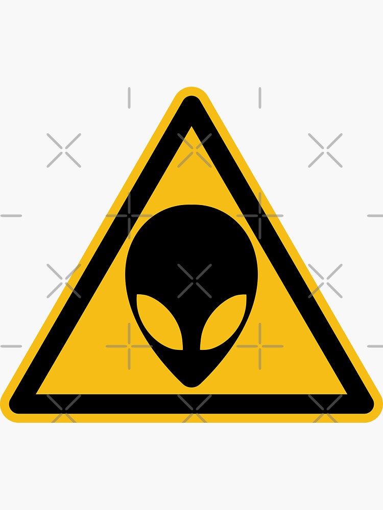"Salty-Dog Alien Caution Road Sign" Sticker for Sale by salty-dog ...
