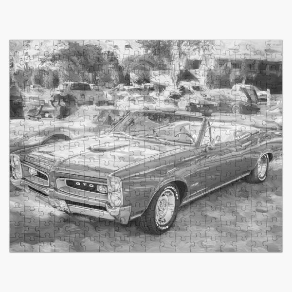 "1966 Red Pontiac GTO B&W X101" Jigsaw Puzzle for Sale by ...