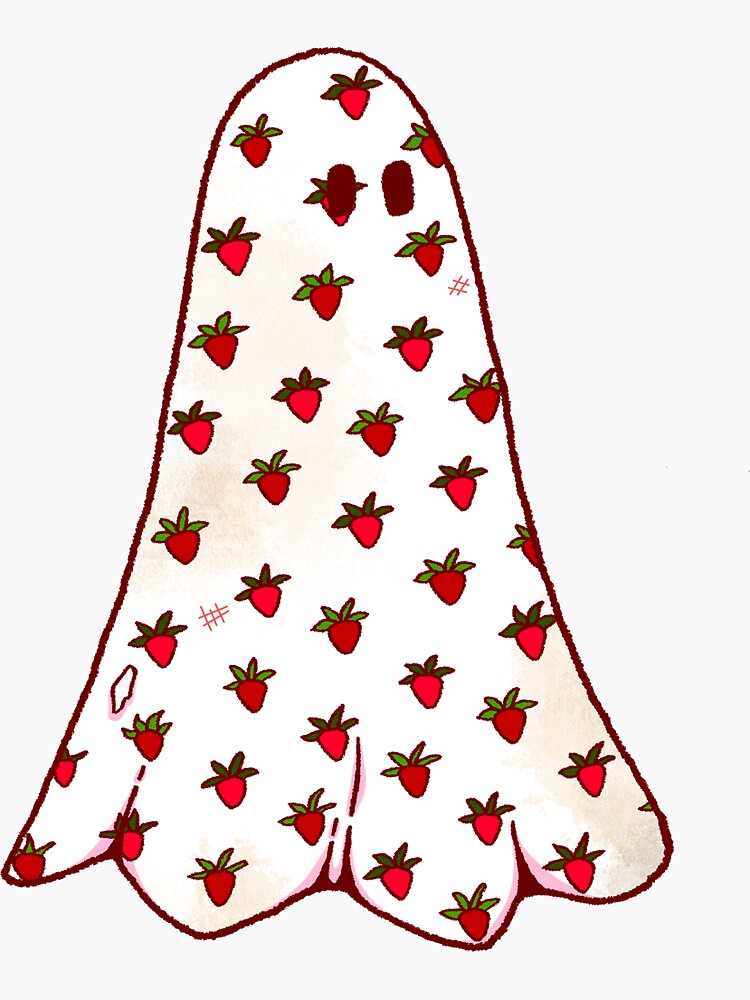 "Strawberry Sheet Ghost" Sticker for Sale by SpaceDiver-001 | Redbubble
