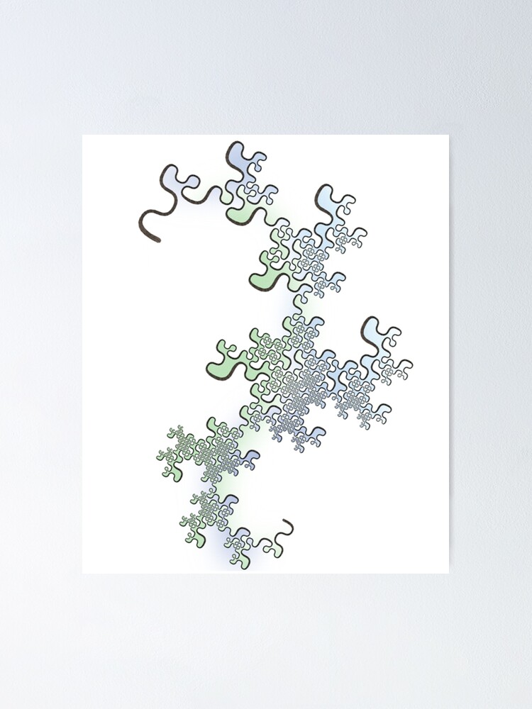 "Dragon Curve Fractal - 8 Steps Gradient Essential" Poster for Sale by ...