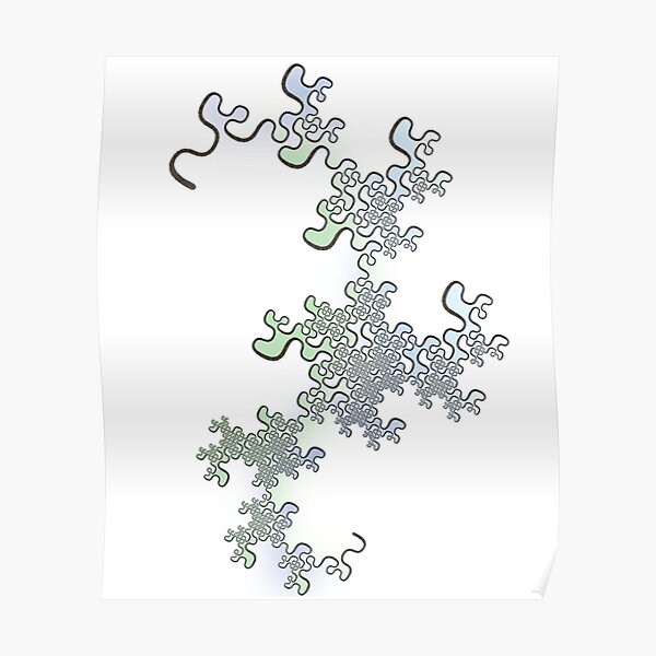 "Dragon Curve Fractal - 8 Steps Gradient Essential" Poster for Sale by ...