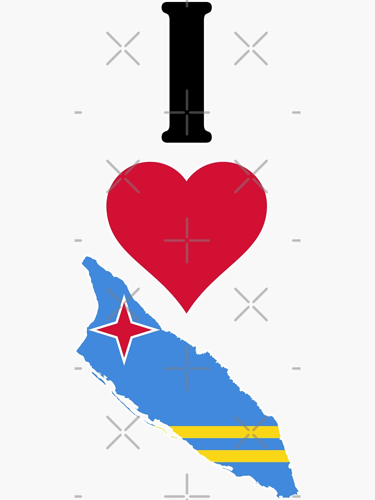 "I Love Aruba Vertical I Heart Aruba Country Flag Map" Sticker for Sale ...