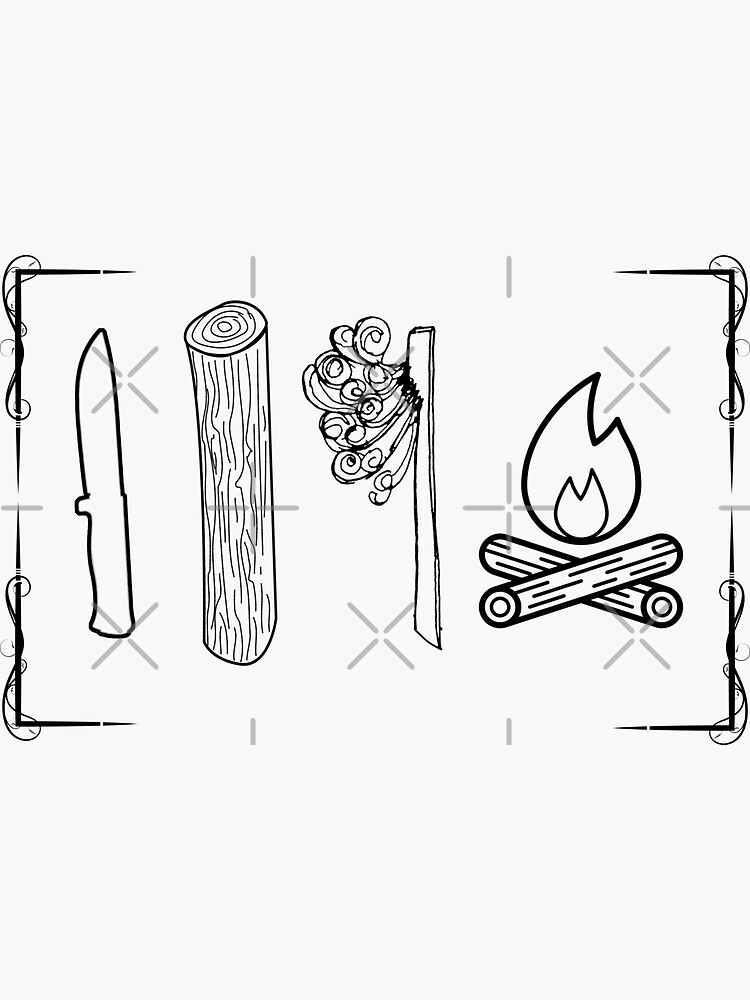 "Bushcraft fire making skill" Sticker for Sale by djomla88 | Redbubble