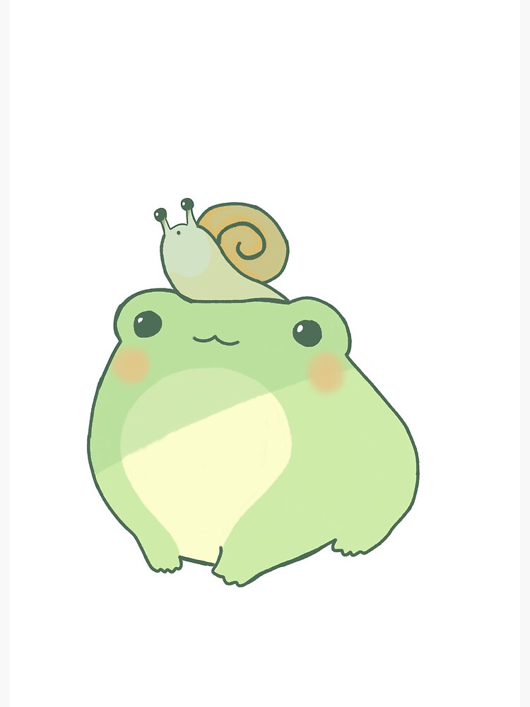 "cute little frog with snail" Art Board Print by KimmL | Redbubble