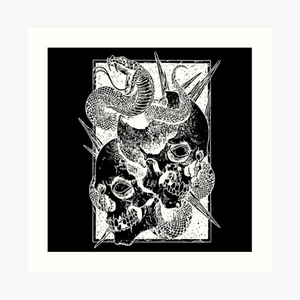 Lámina artística «Calaveras espeluznantes con serpiente. Diseño único ...