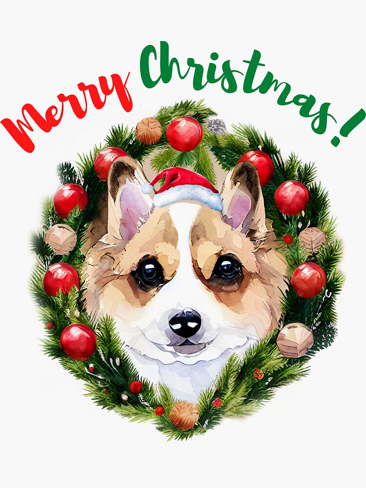 "Merry christmas corgi" Sticker for Sale by HarriPaloma | Redbubble