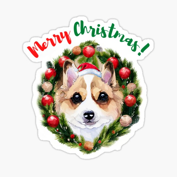 "Merry christmas corgi" Sticker for Sale by HarriPaloma | Redbubble